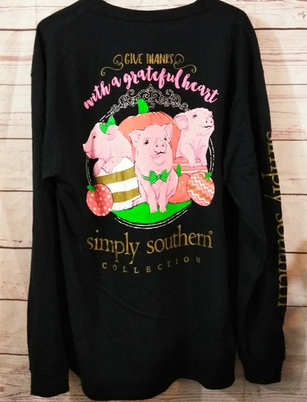 Simply Southern | Tops | Nwt Simply Southern Navy Large Pigs | Poshmark
